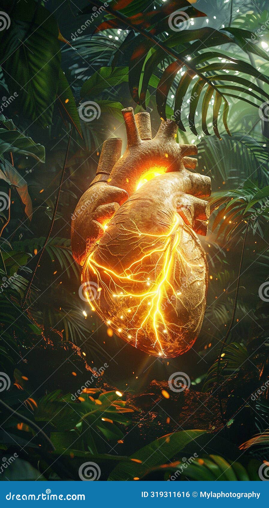 Digital Human Heart Isolated on a Solid Color Background Stock ...