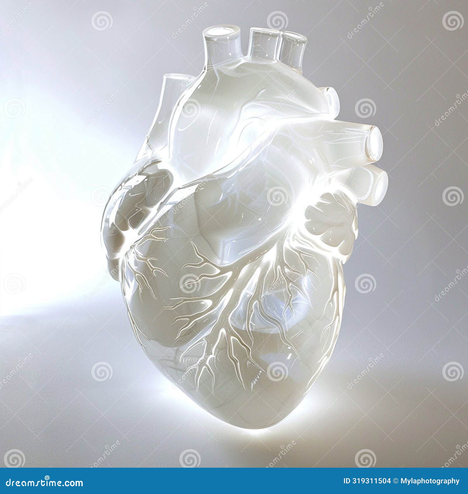 Digital Human Heart Isolated on a Solid Color Background Stock ...