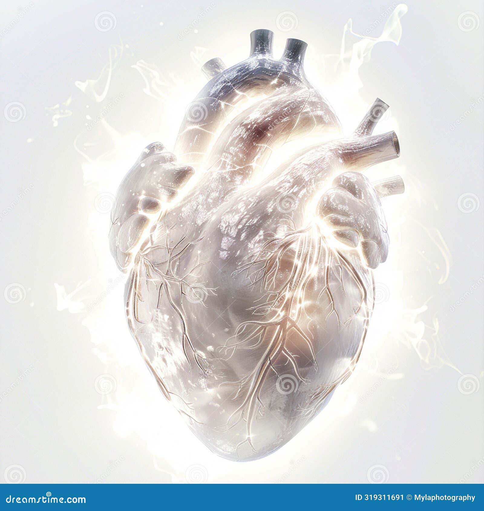 Digital Human Heart Isolated on a Solid Color Background Stock ...