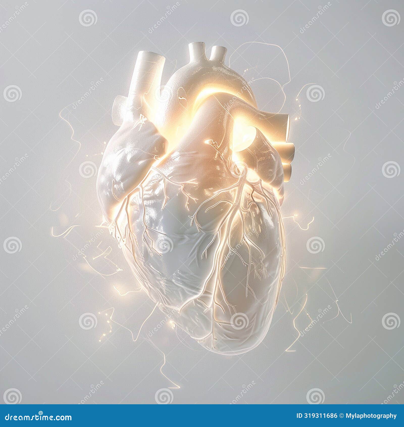 Digital Human Heart Isolated on a Solid Color Background Stock ...