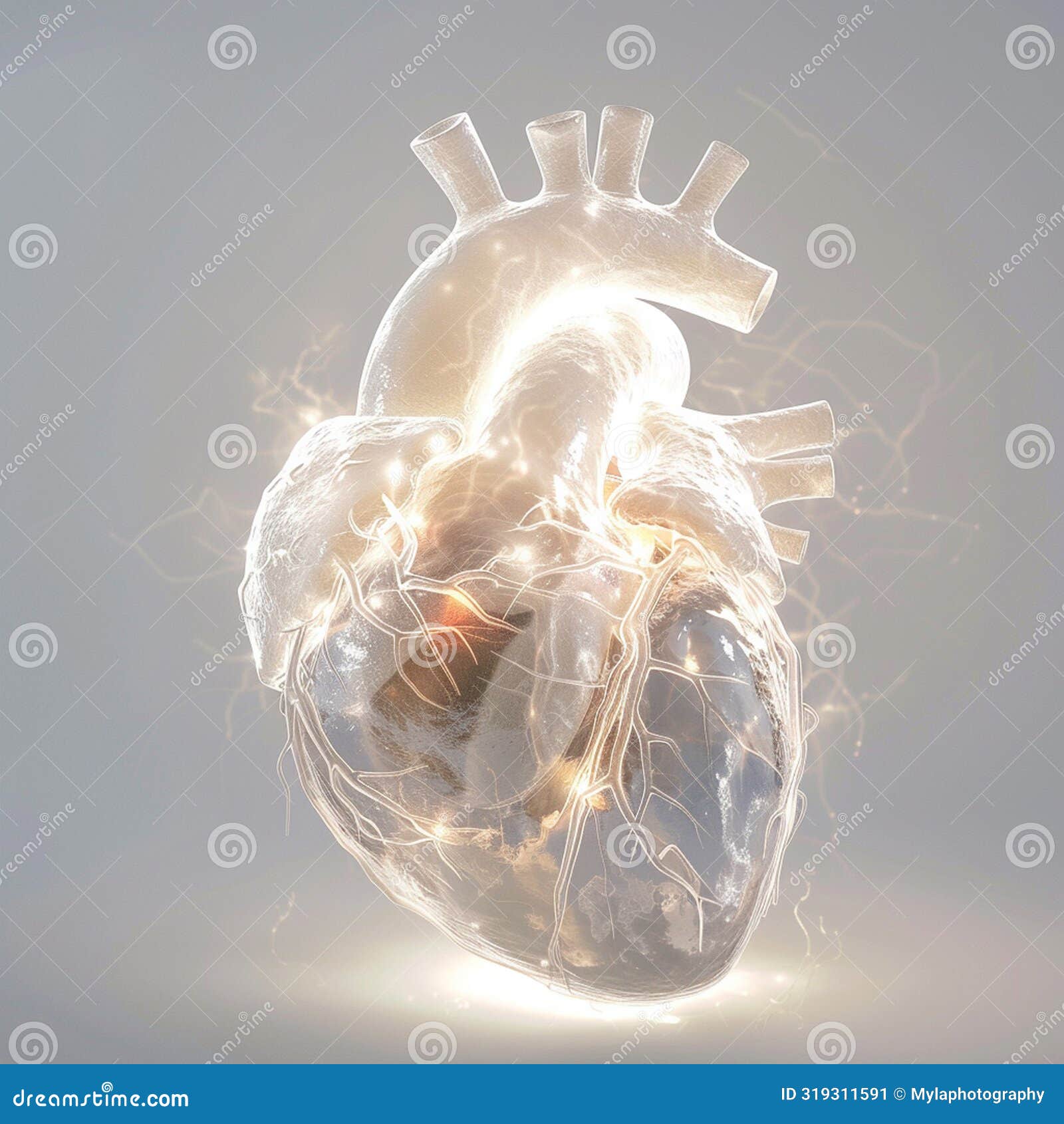 Digital Human Heart Isolated on a Solid Color Background Stock ...