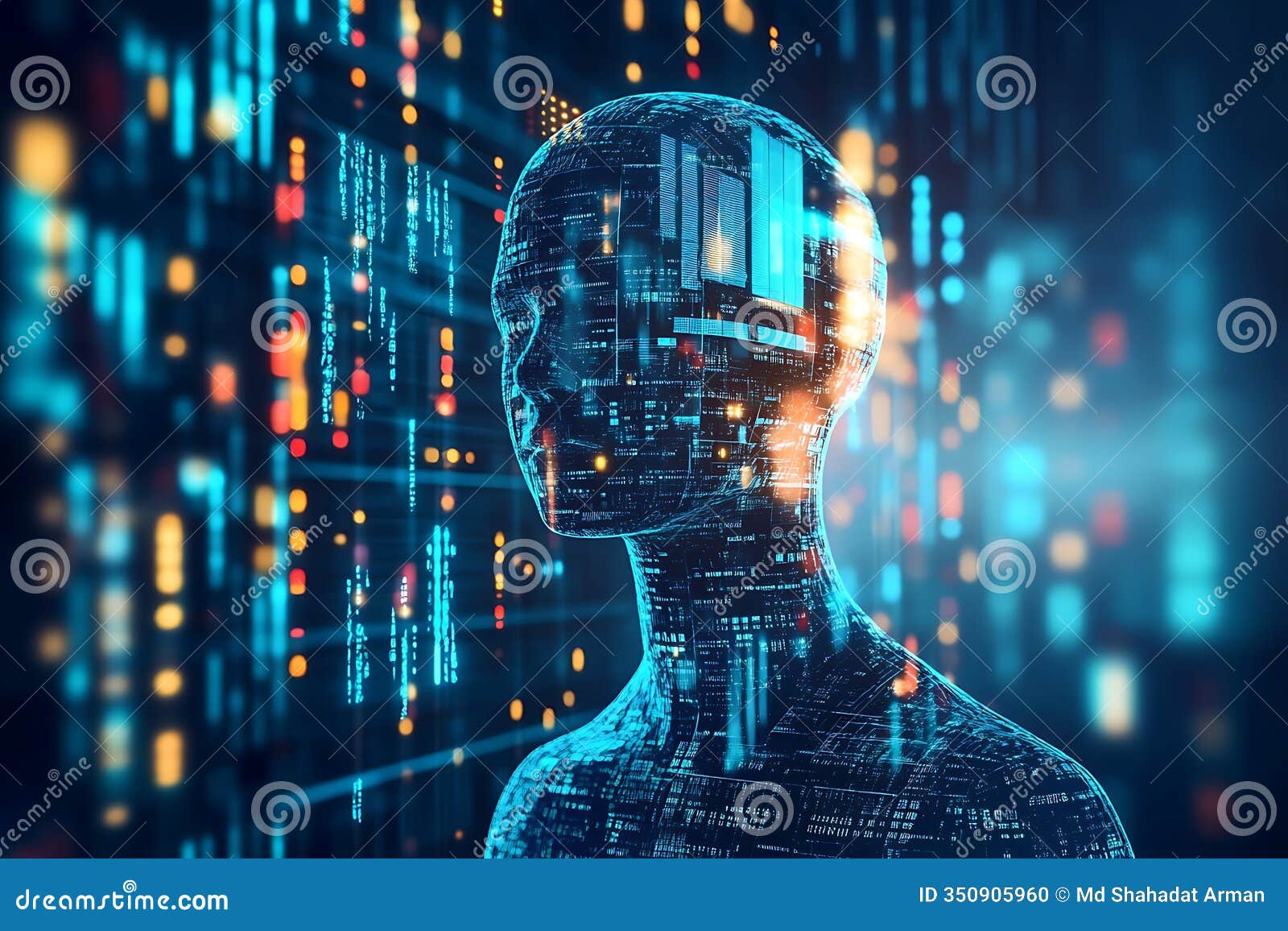 Digital Human in a Network Ai Generator Stock Illustration ...