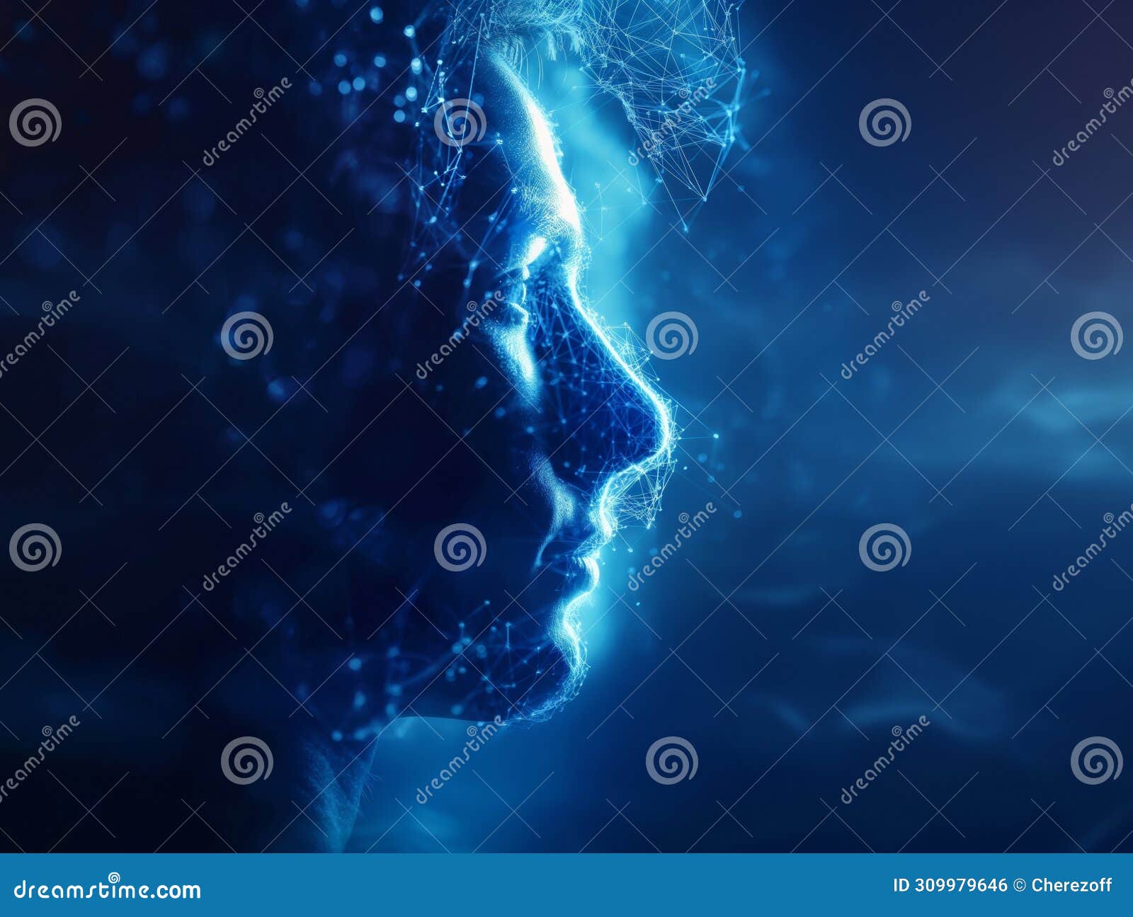 Digital Human Profile in Blue Stock Photo - Image of virtual ...