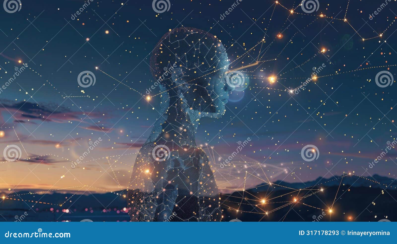 Digital Human Profile with Interconnected Network Illustration Stock ...