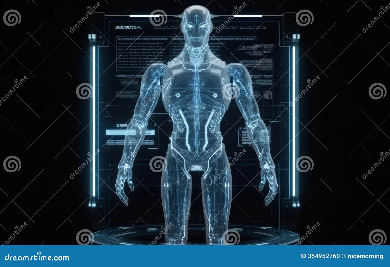 Digital Humanoid With Cybersecurity Shield And Icons Royalty-Free Stock ...