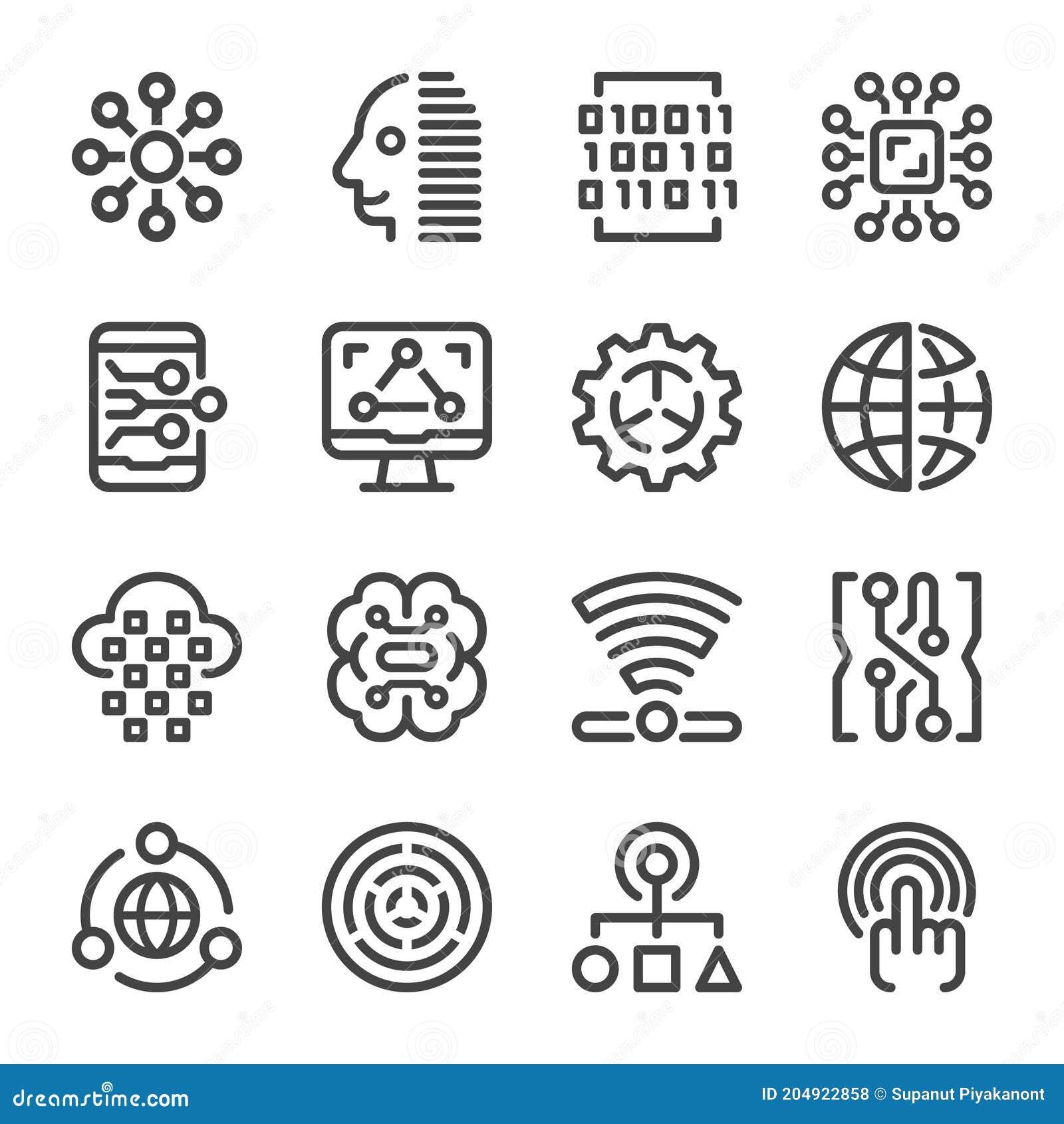 Digital icon set stock vector. Illustration of icon - 204922858