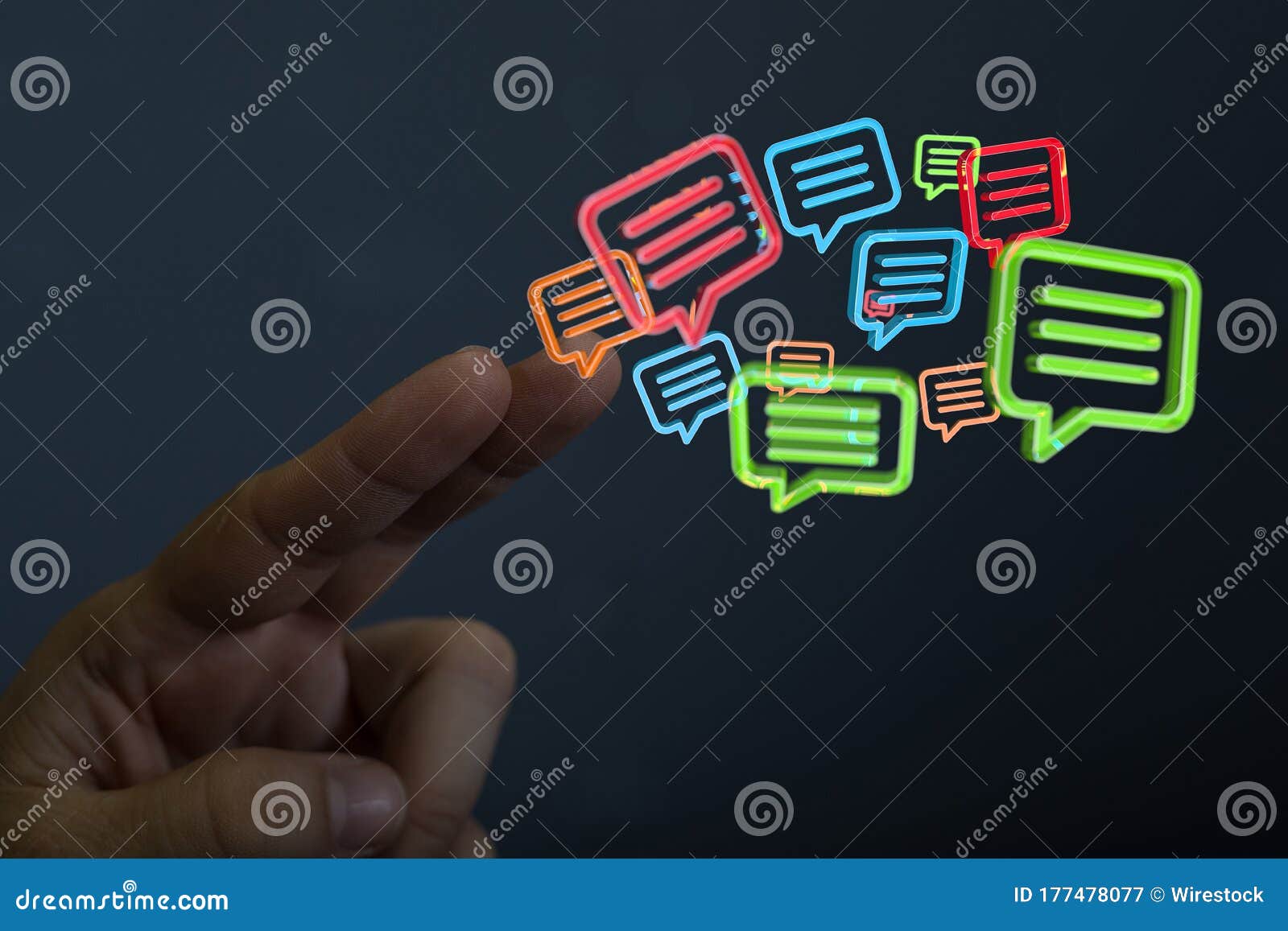 A Digital Icons with Colorful Dialog Speech Bubbles Stock Image - Image ...