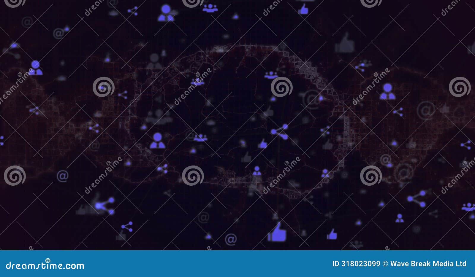 Digital Icons And Network Symbols Are Overlaying Dark, Textured Map ...
