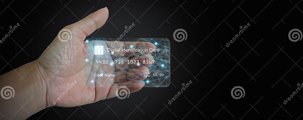Digital ID Card, Electronic Identification. E-ID Smartcard, on a Man S ...