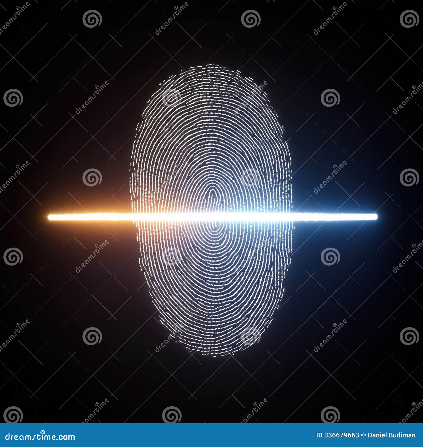 Digital Identification Fingerprint Scanner Design Stock Illustration ...