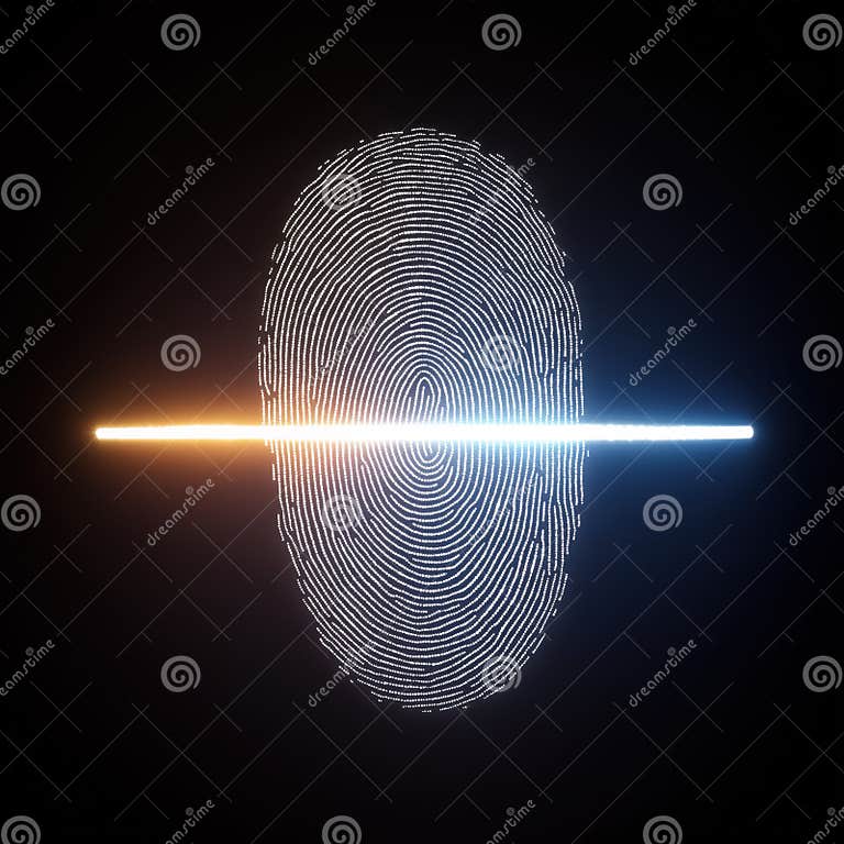 Digital Identification Fingerprint Scanner Design Stock Illustration ...