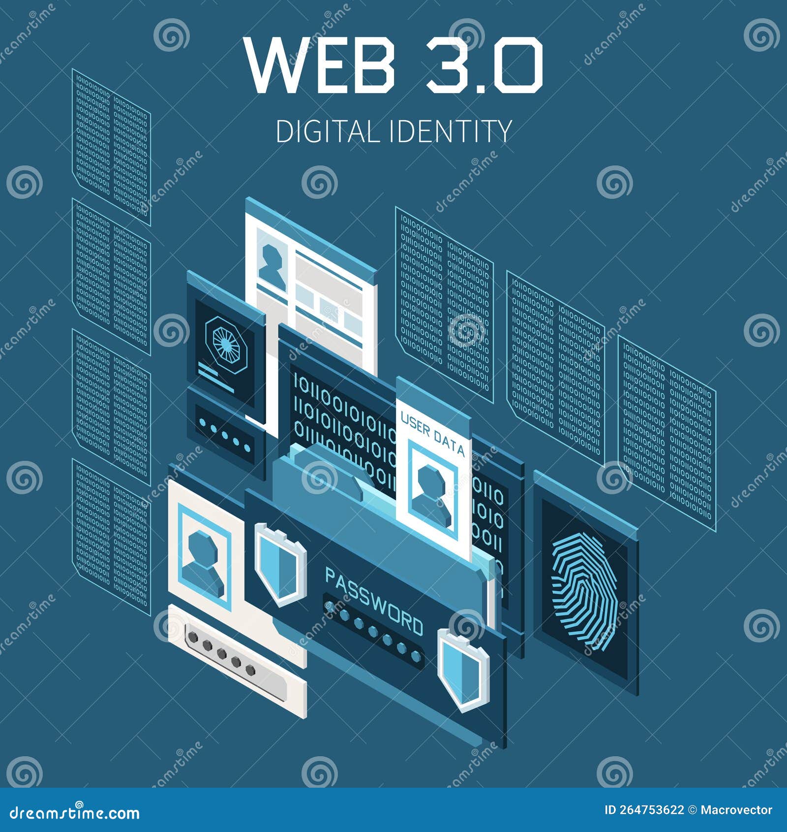 Digital Identity Isometric stock illustration. Illustration of modern ...