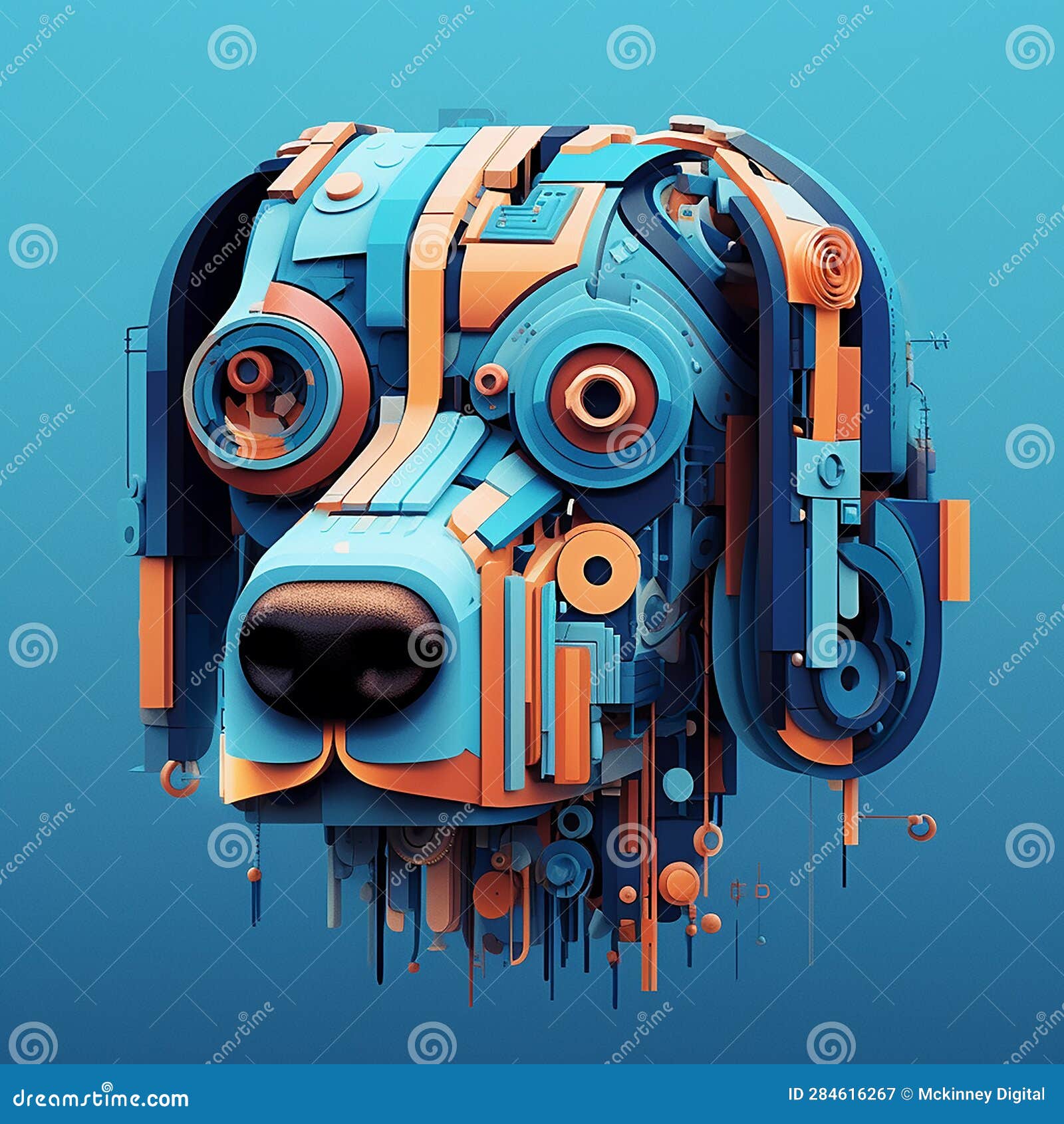 Digital Illustration of an Abstract, Pixelated Style Dog. Created Using Ai Generative. Stock ...