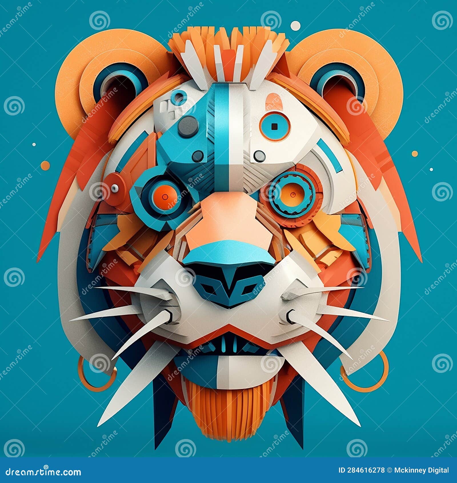 Digital Illustration of an Abstract, Pixelated Style Lion. Created Using Ai Generative. Stock ...