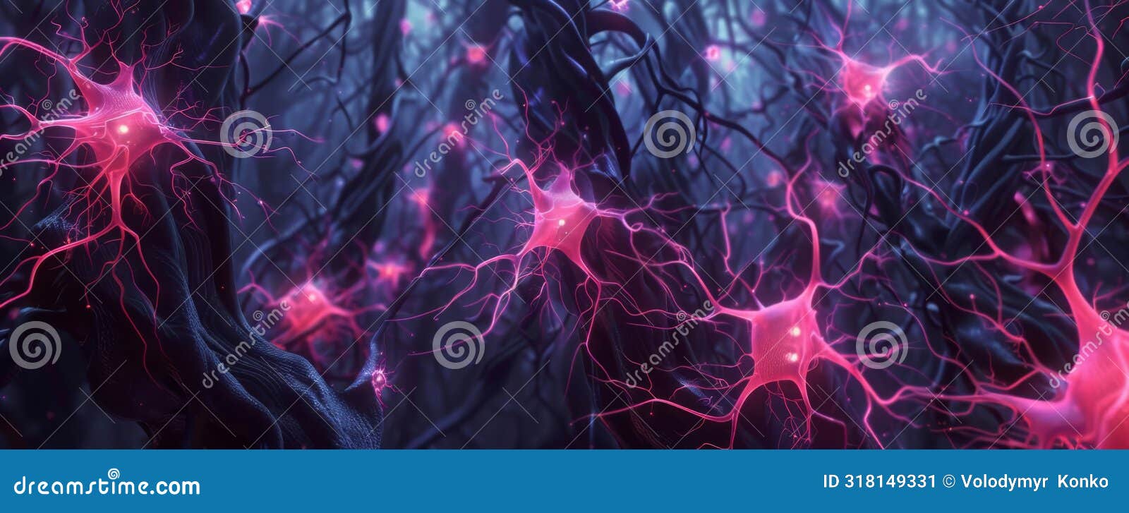 Digital Illustration of Active Brain Synapses and Neurons Firing Stock ...