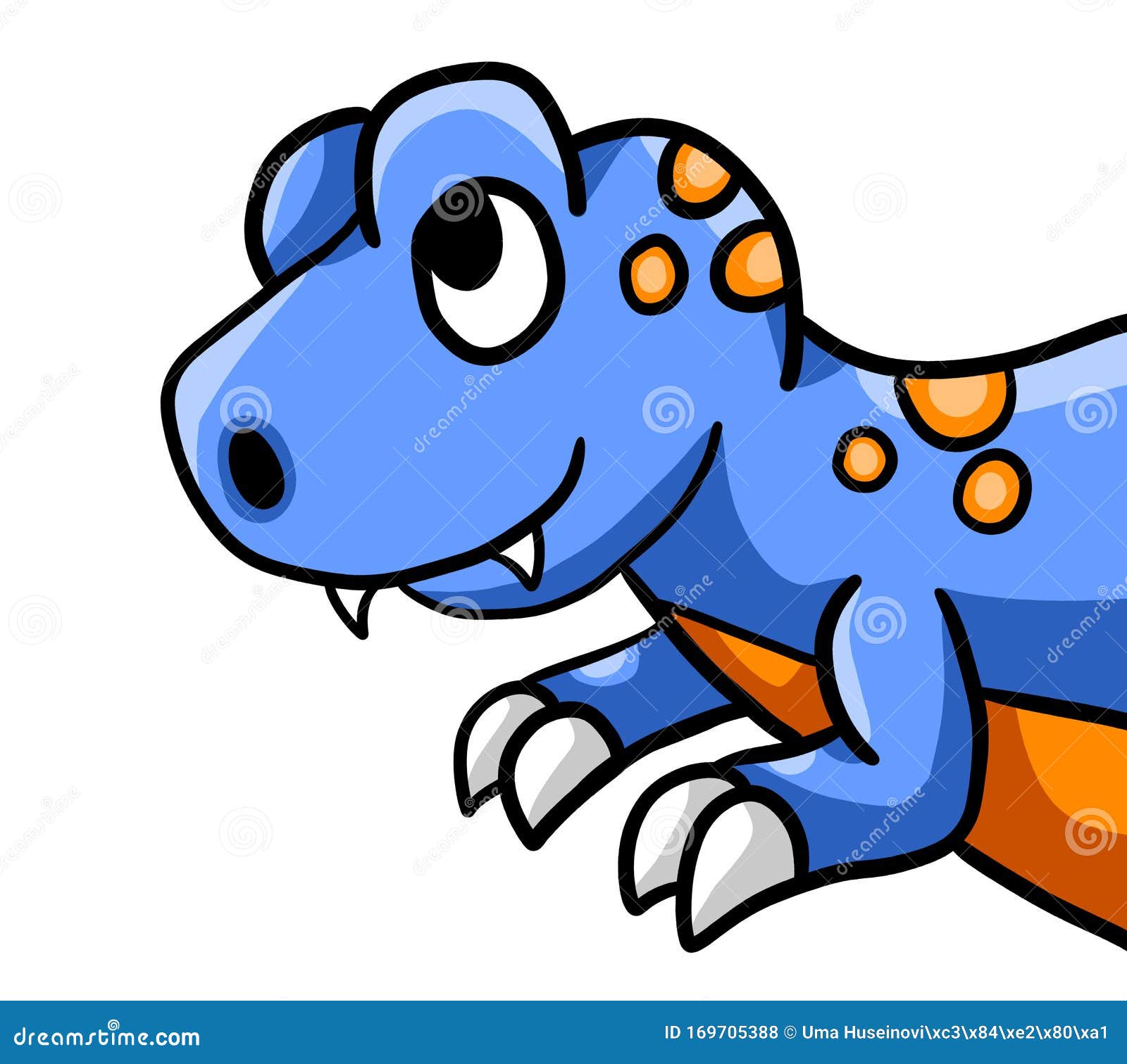 Happy and Adorable Blue T Rex Stock Illustration - Illustration of ...