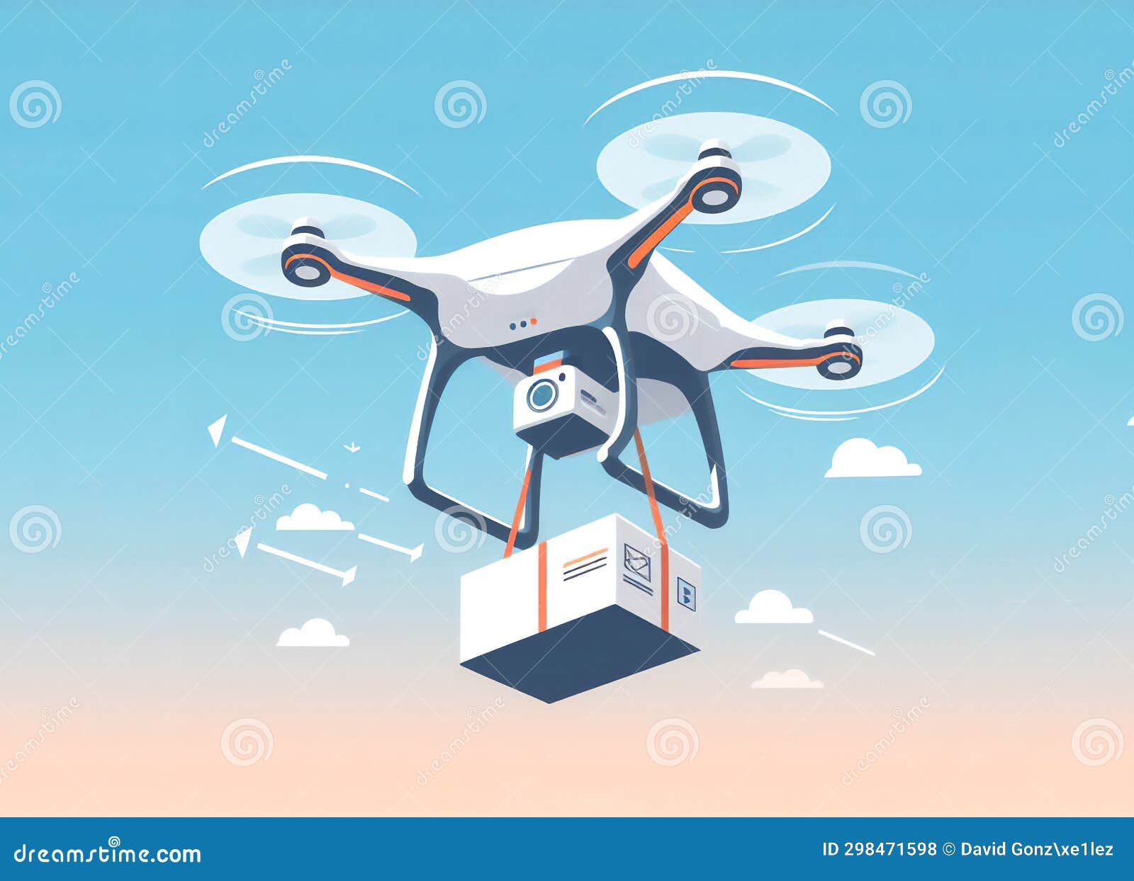 Autonomous Drone in the Sky Carrying a Package - Minimalistic Stock ... Autonomous Drone in the Sky Carrying a Package - Minimalistic Stock ...
