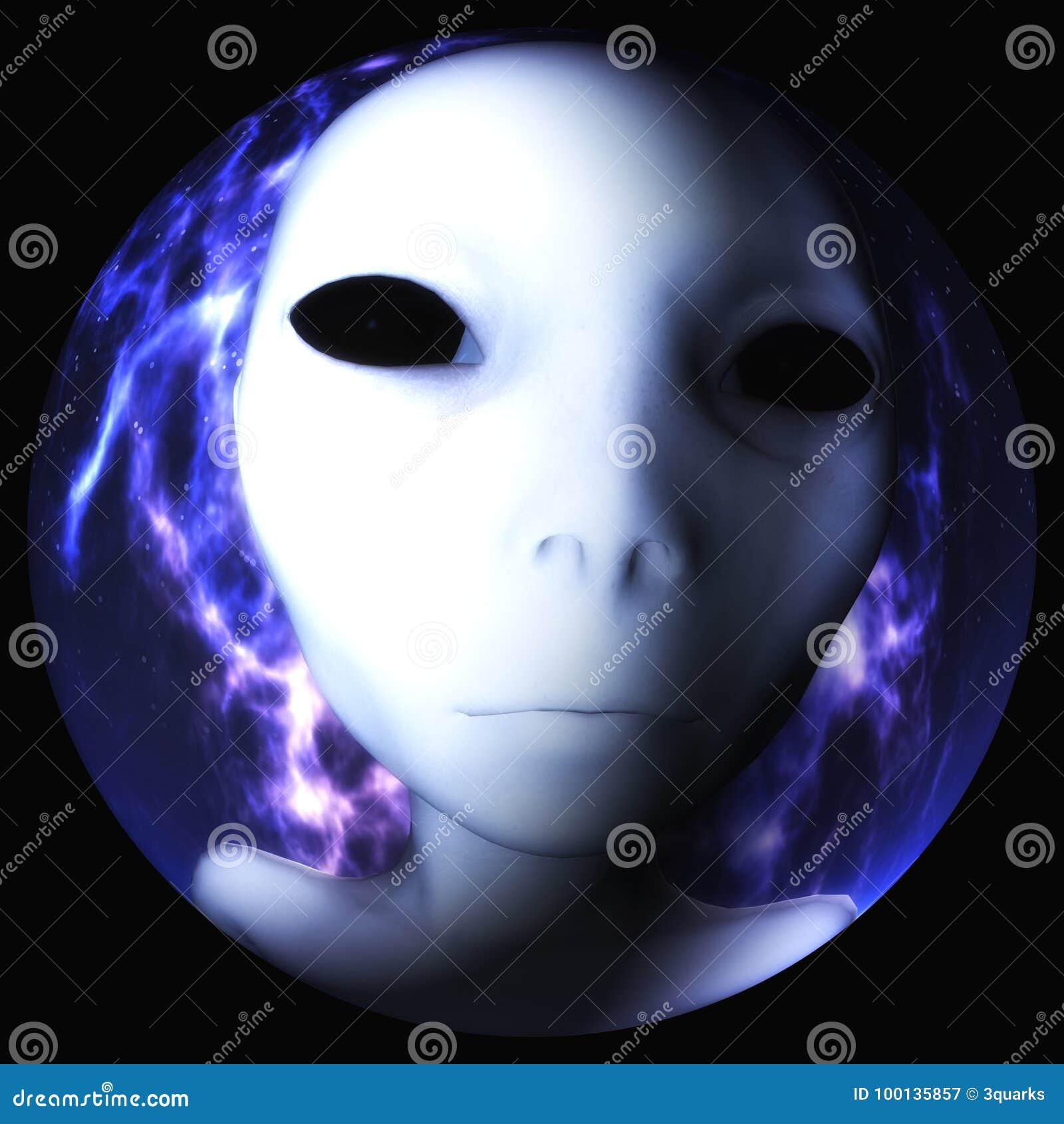 Digital Illustration of an Alien Head Stock Illustration - Illustration ...