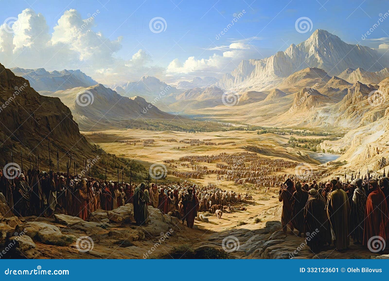 Army of Crusaders Marching through a Valley Approaching Mount Ararat ...