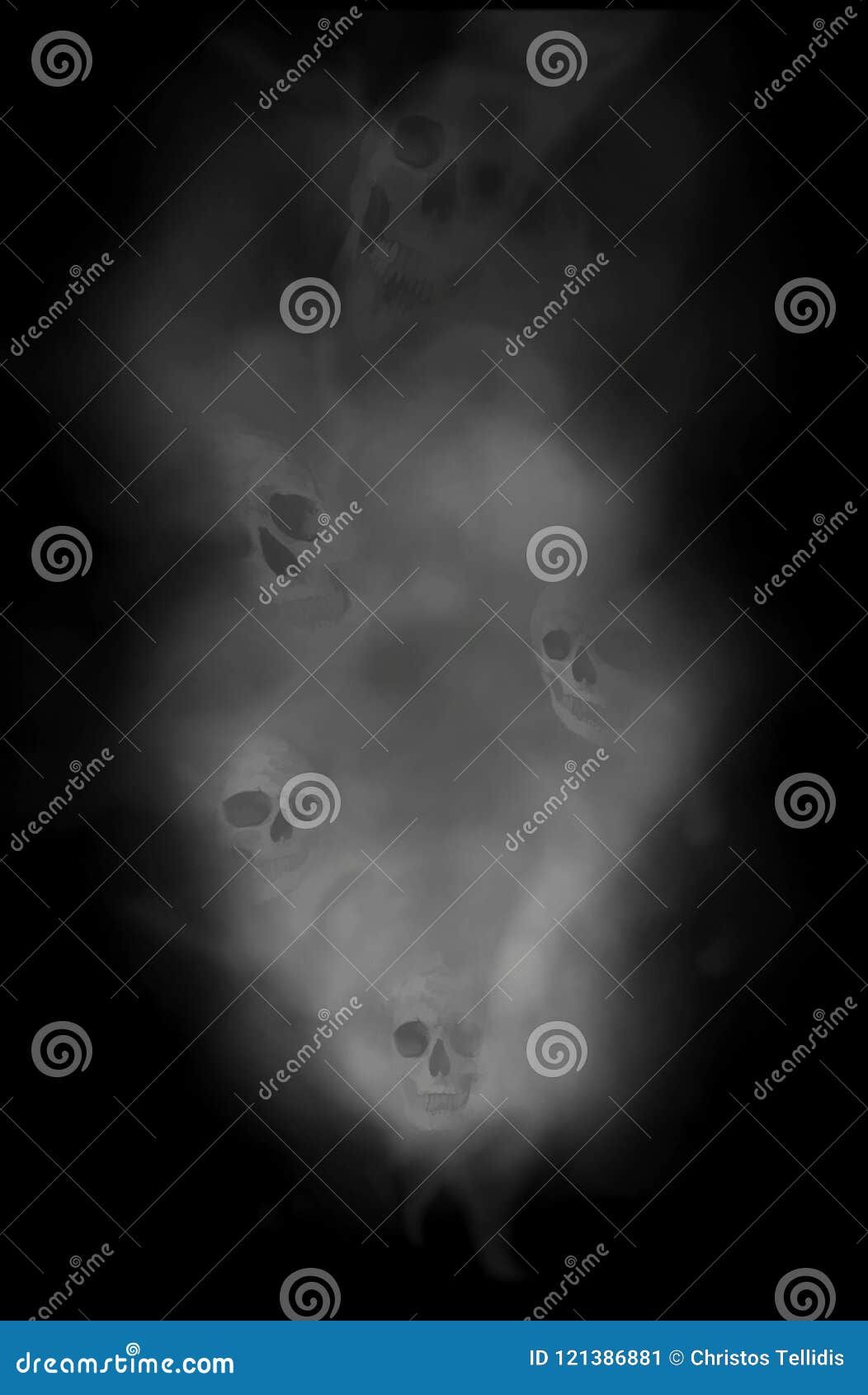 Skulls in the Fog. Digital Illustration Art. Stock Illustration ...