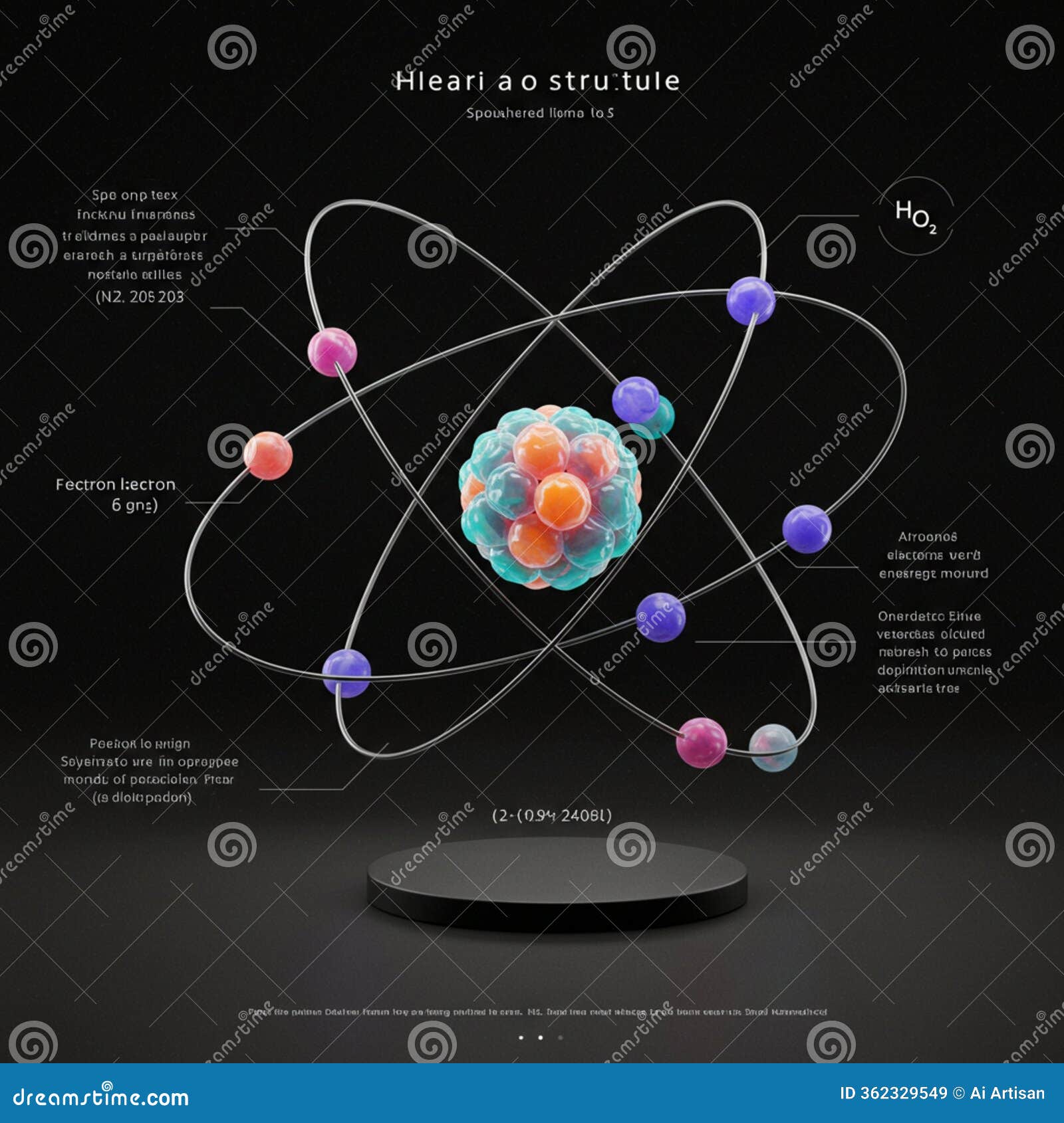 A Digital Illustration of an Atom Model Featuring a Central Nucleus Composed of Orange Stock ...