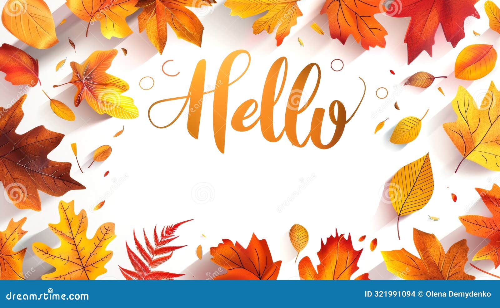 A Digital Illustration of Autumn Leaves Falling Around a White ...