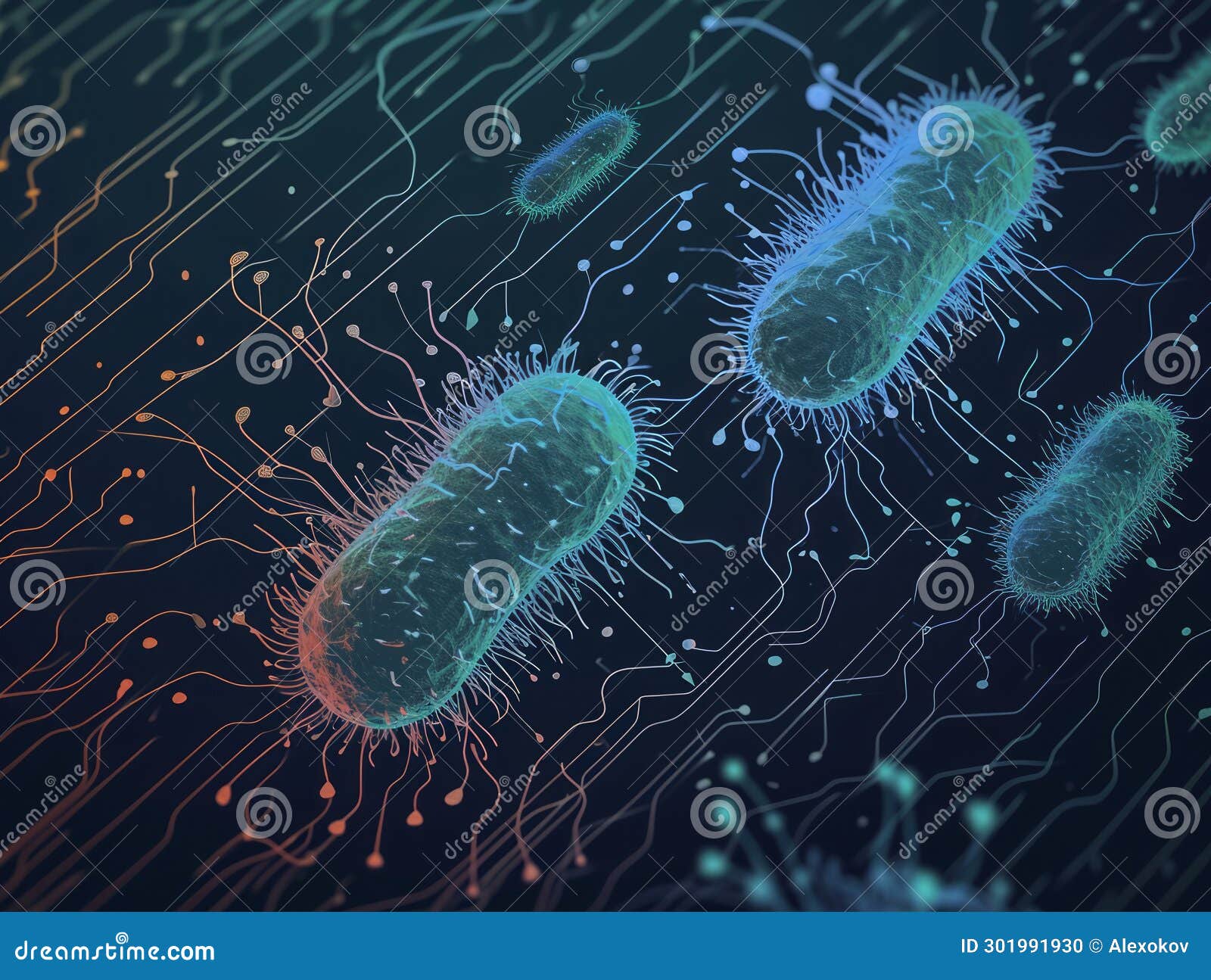 Digital Illustration of Bacteria in Colour Background, 3d Rendering. Computer Digital Drawing ...