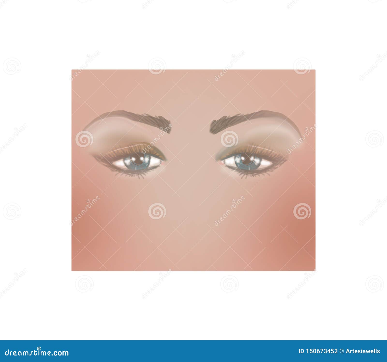 Digital Illustration Beautiful Dark Blue Eyes Sad Expression Stock ...