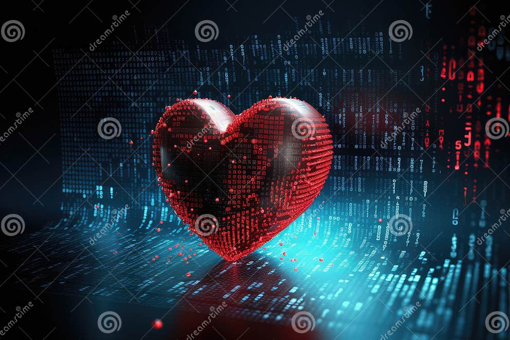 Digital Illustration of Binary Code in a Heart Shape Stock Image - Image of code, binary: 299579717