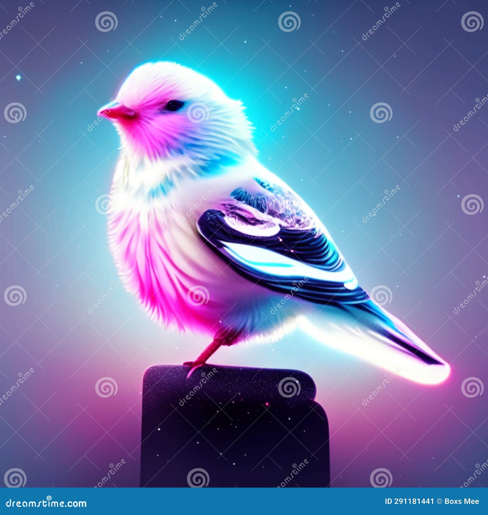 Digital Illustration of a Bird in Neon Light. 3D Rendering Stock ...