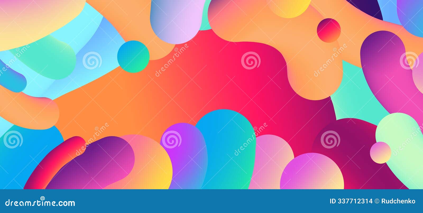 Digital Illustration. Blot Abstract Saturated Color Horizontal Long ...