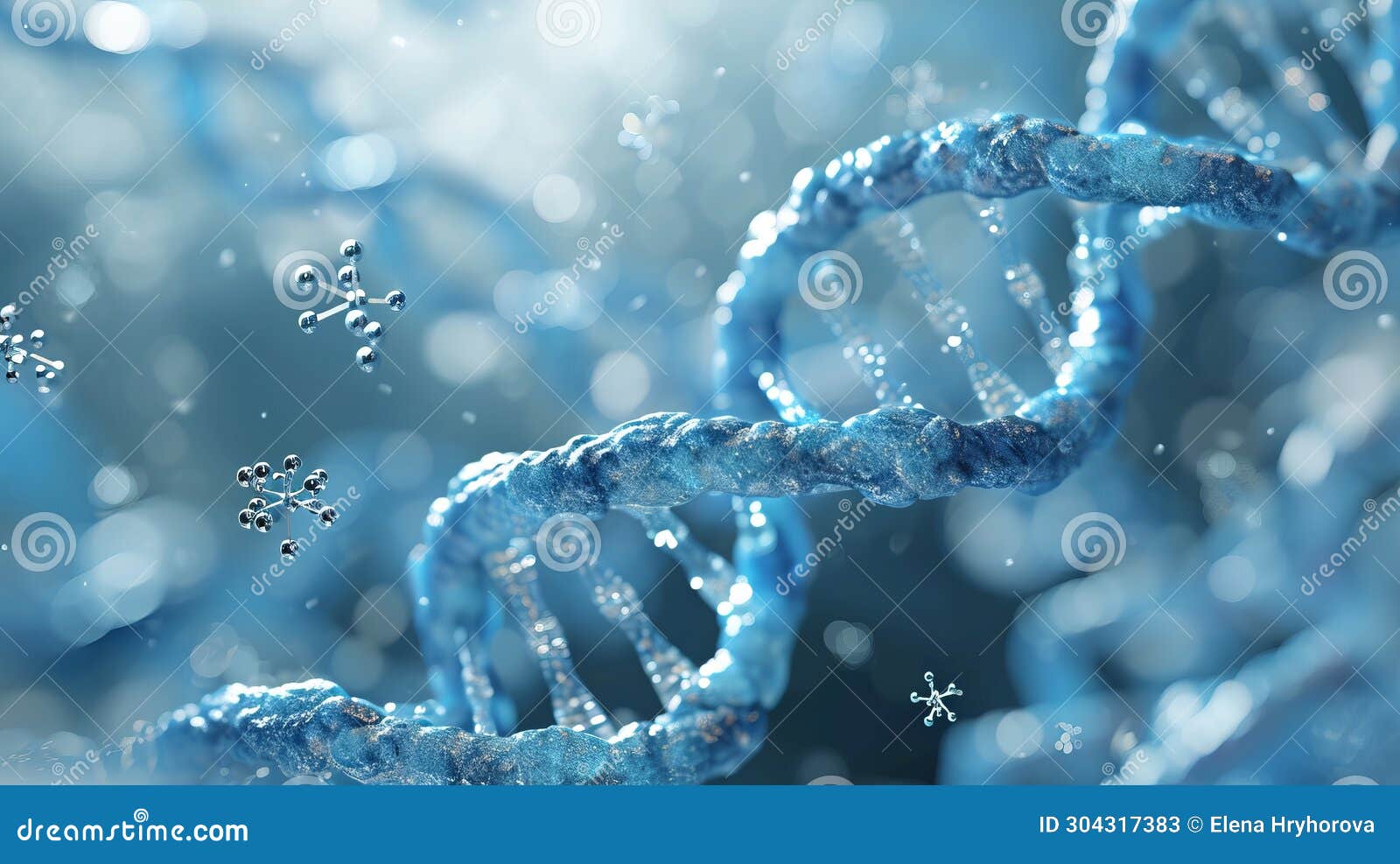 Digital Illustration of Blue DNA Strands with Abstract Background Stock ...