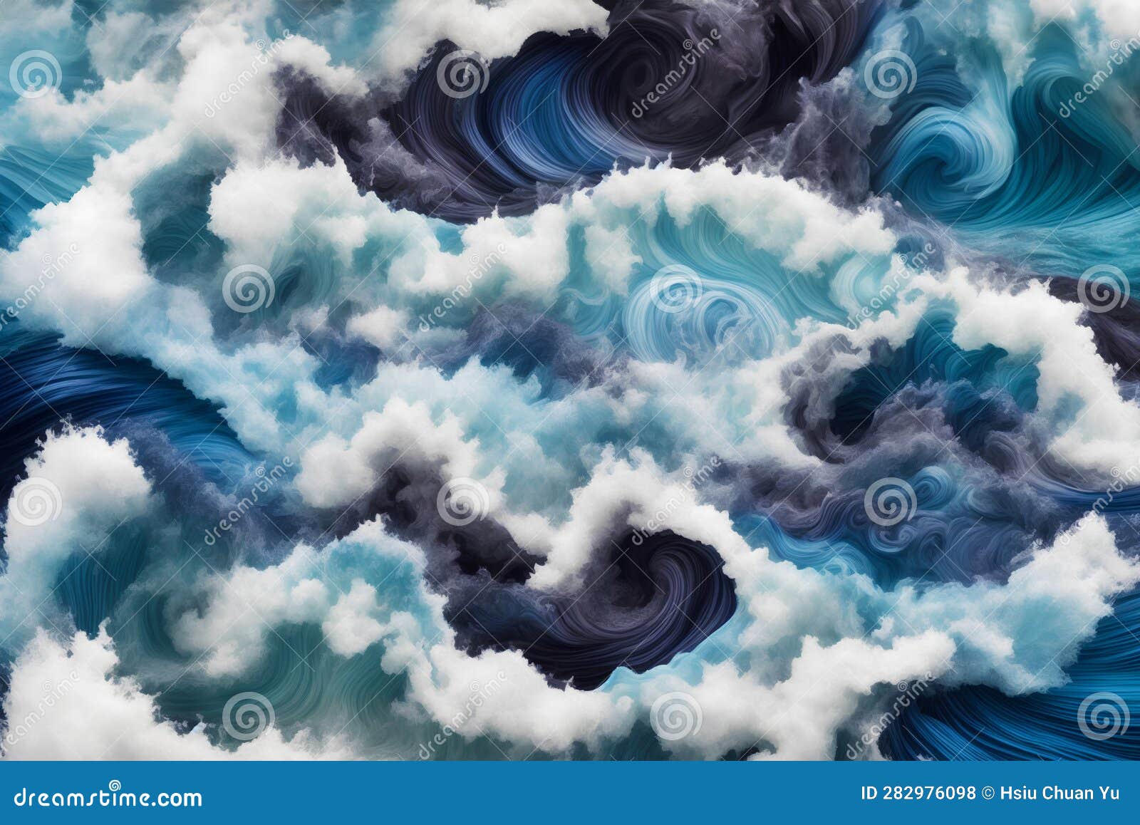 Digital Illustration of Blue Ocean Waves Background Image Stock ...