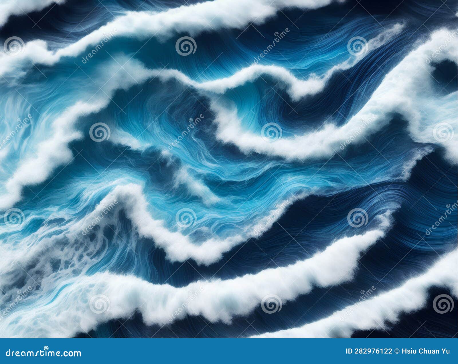 Digital Illustration of Blue Ocean Waves Background Image Stock ...
