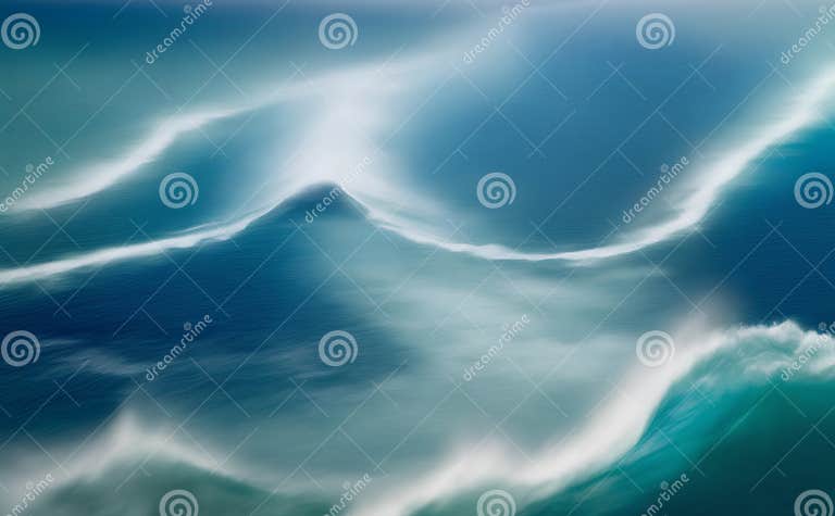 Digital Illustration of Blue Ocean Waves Background Image Stock ...