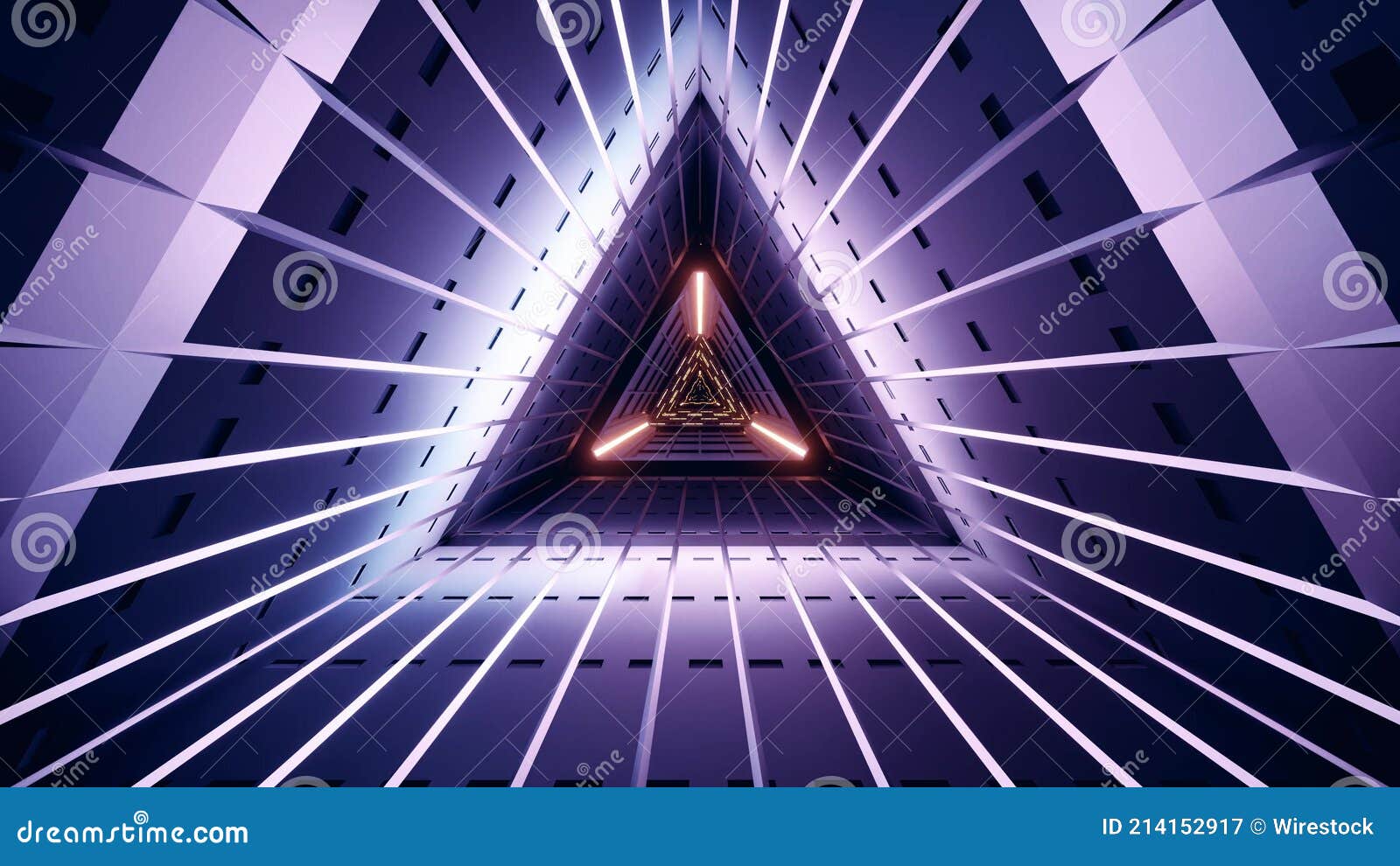Digital Illustration of a Blue Triangular Futuristic Hallway - a Good ...