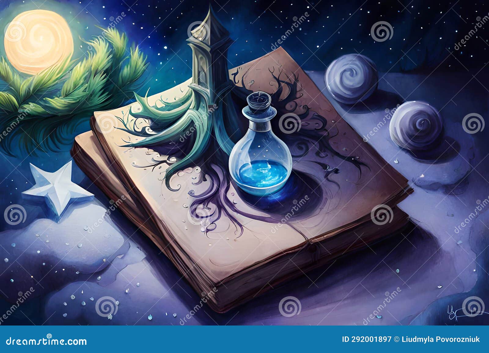 Digital Illustration of a Bottle of Magic Potion in a Dark Fantasy ...