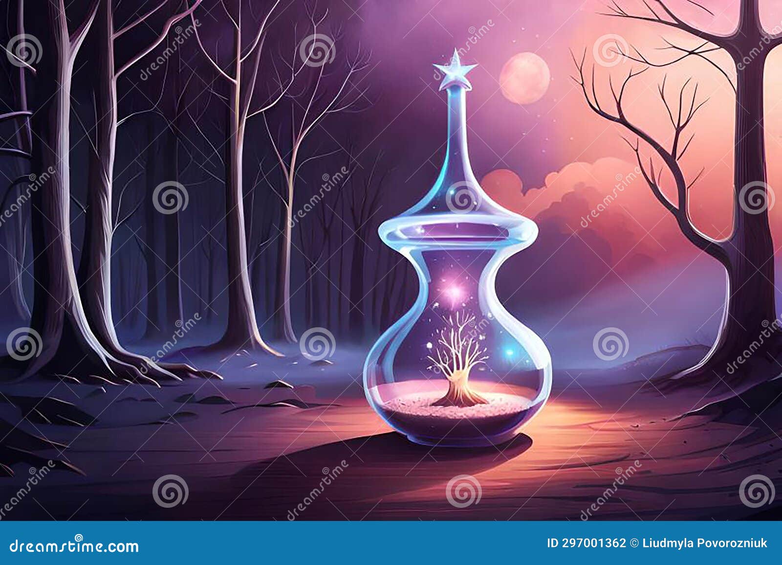Digital Illustration of a Bottle of Magic Potion in a Dark Fantasy ...