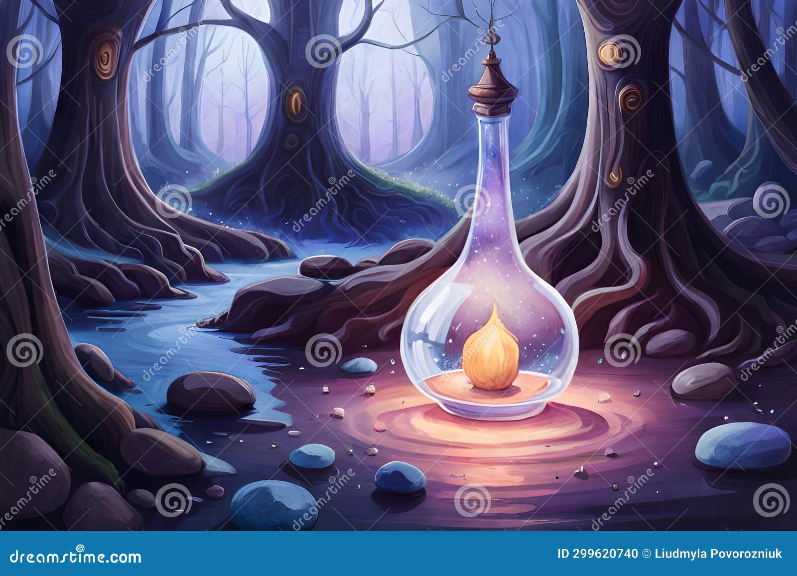 Digital Illustration of a Bottle of Magic Potion in a Dark Fantasy ...
