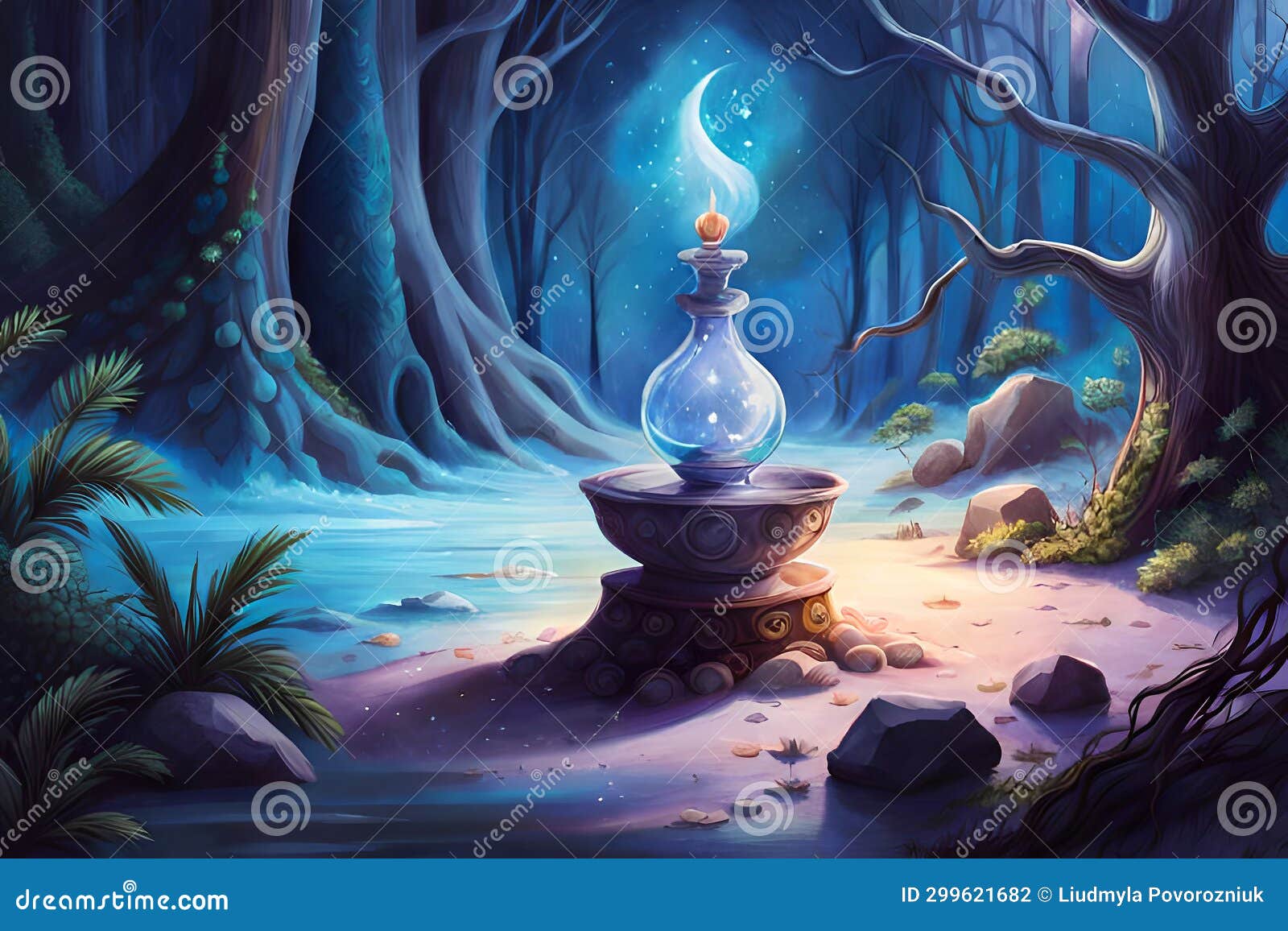 Digital Illustration of a Bottle of Magic Potion in a Dark Fantasy ...
