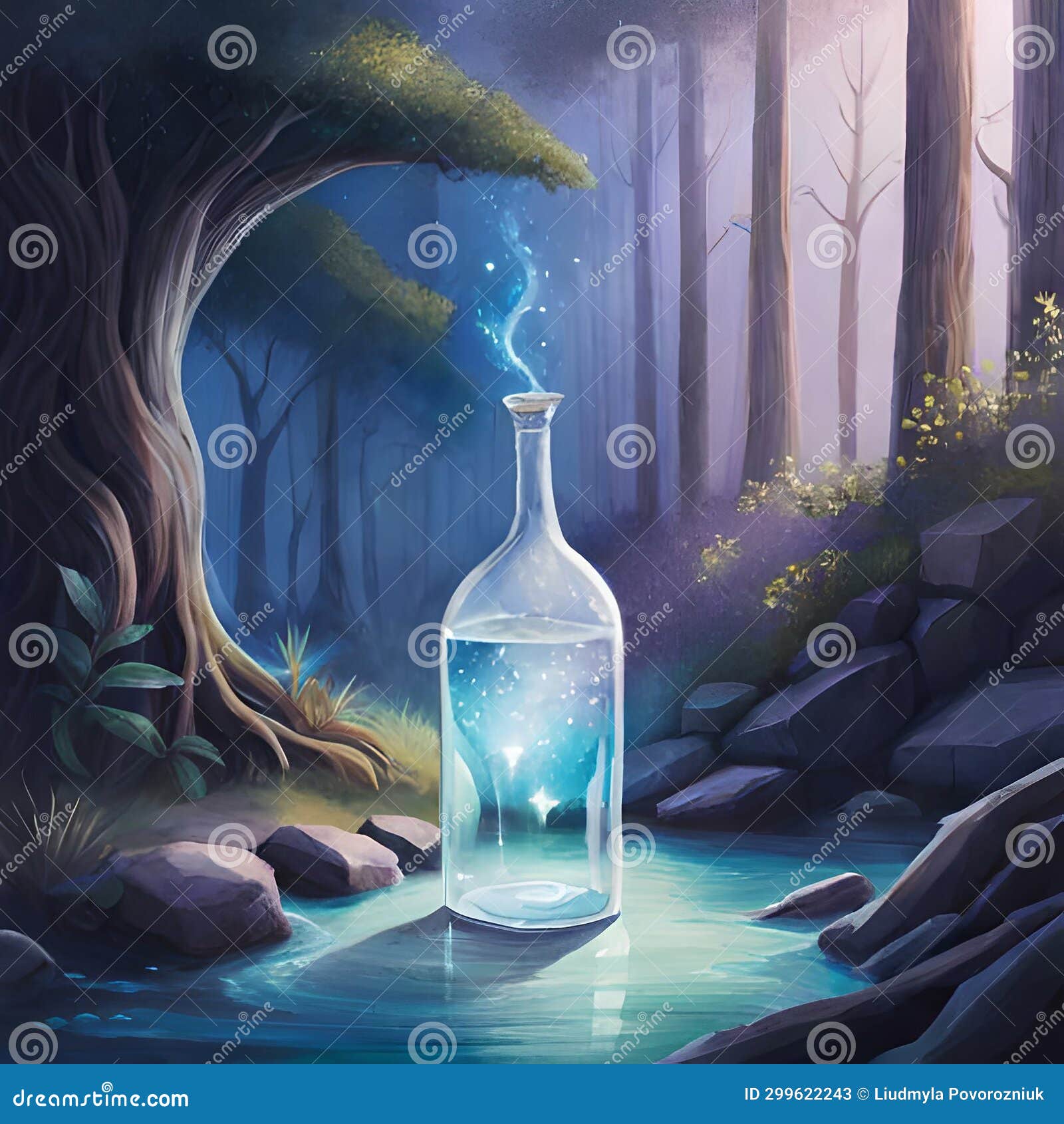 Digital Illustration of a Bottle of Magic Potion in a Dark Fantasy ...