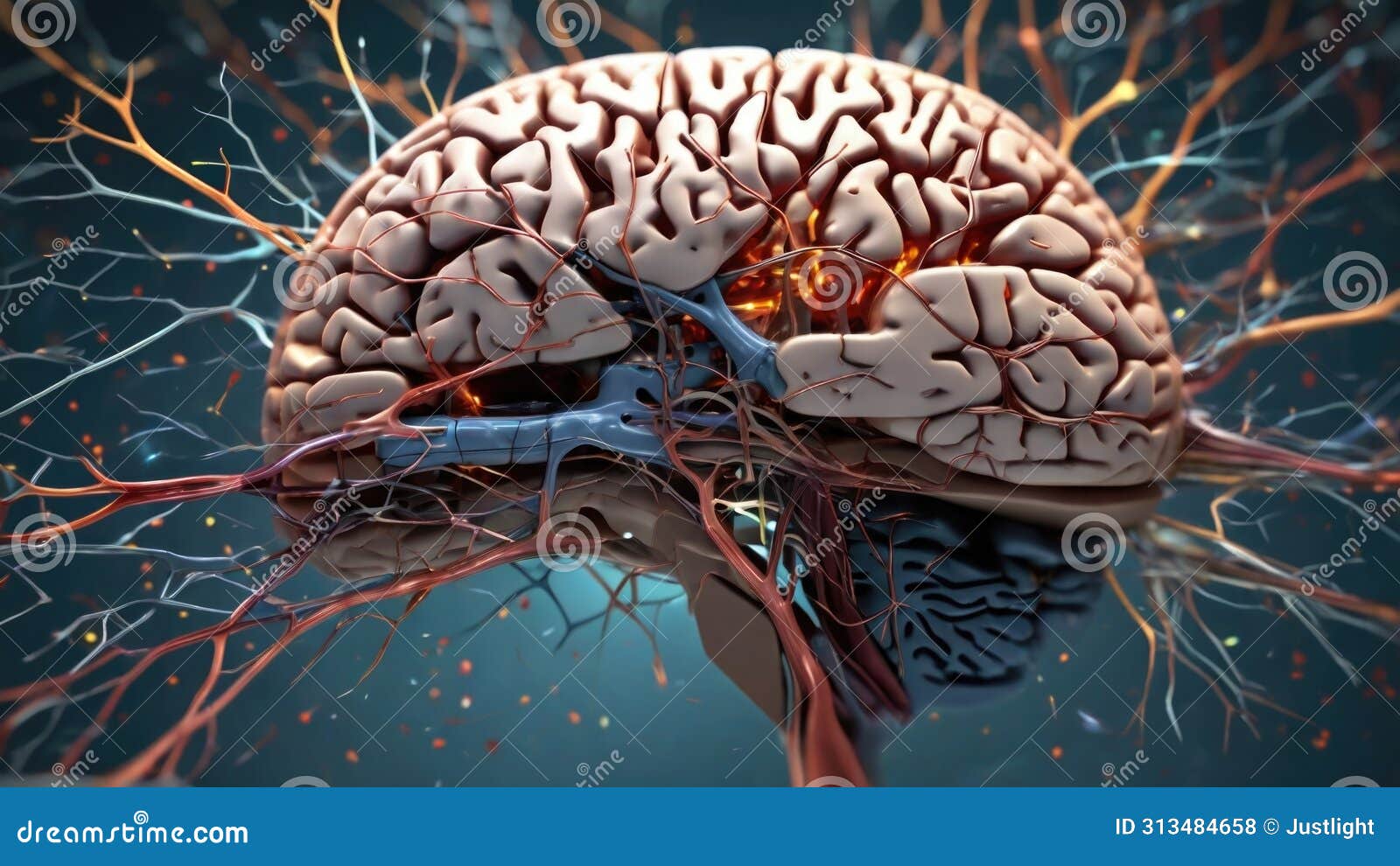 A Digital Illustration of a Brain Being Dissected and Revealing Layers ...