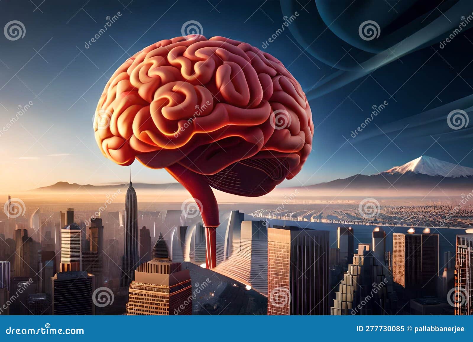 Digital Illustration of Brain in Colour Background with Light Effects ...