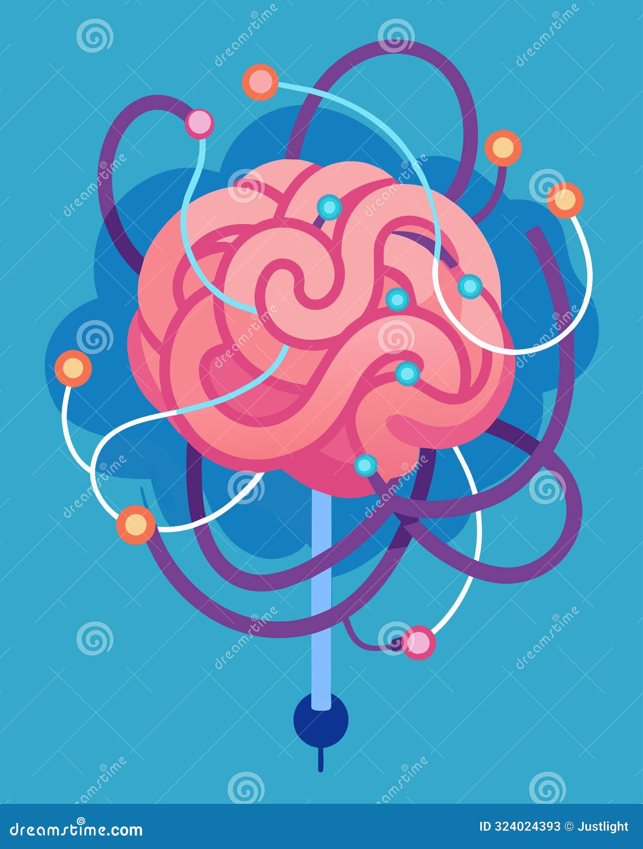 A Digital Illustration of a Brain with Glitchy and Tangled Pathways ...