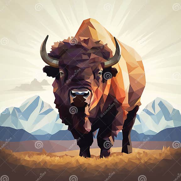 Digital Illustration of Buffalo Logo 2D Stock Illustration ...