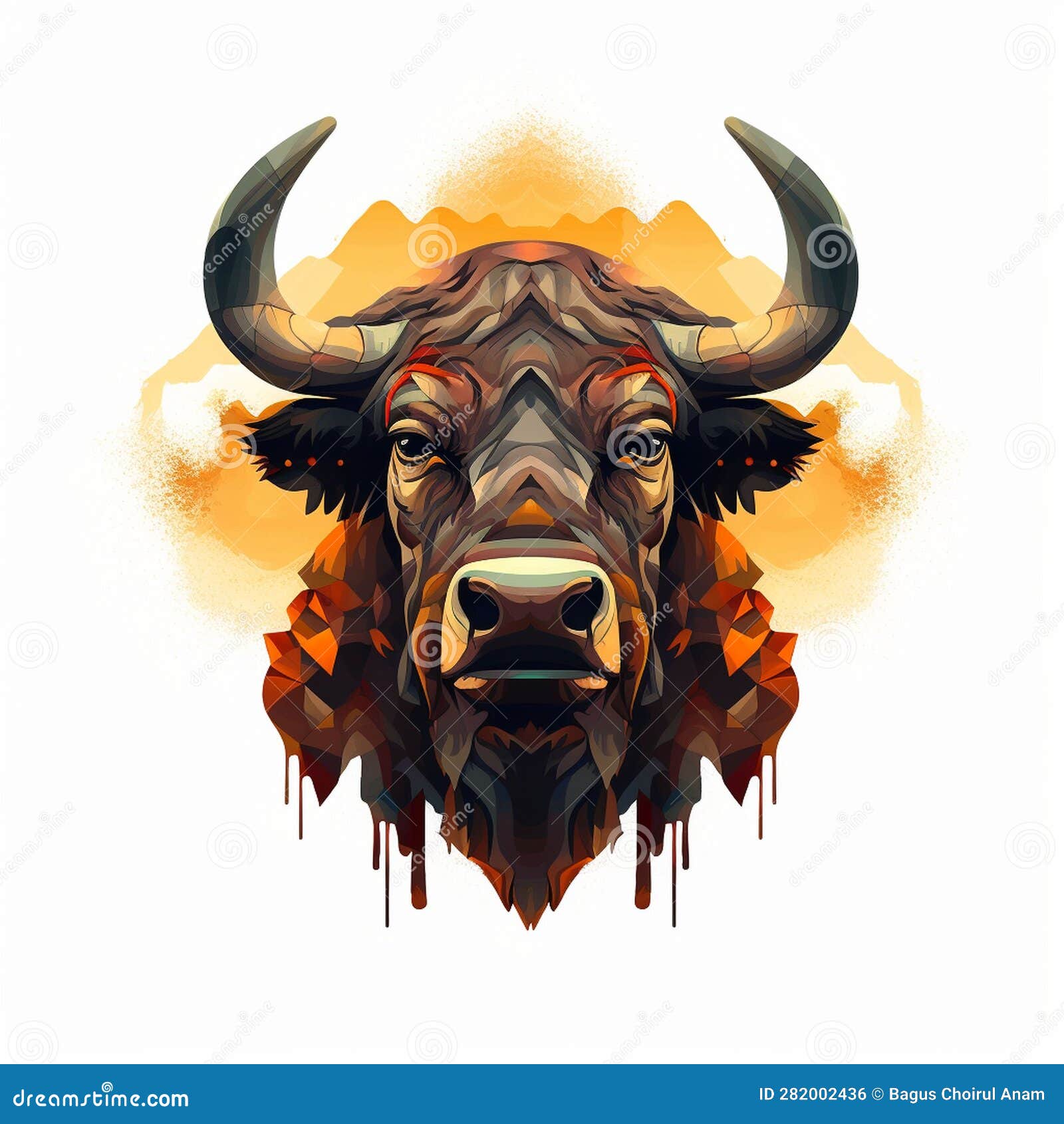 Digital Illustration of Buffalo Logo 2D Stock Illustration ...
