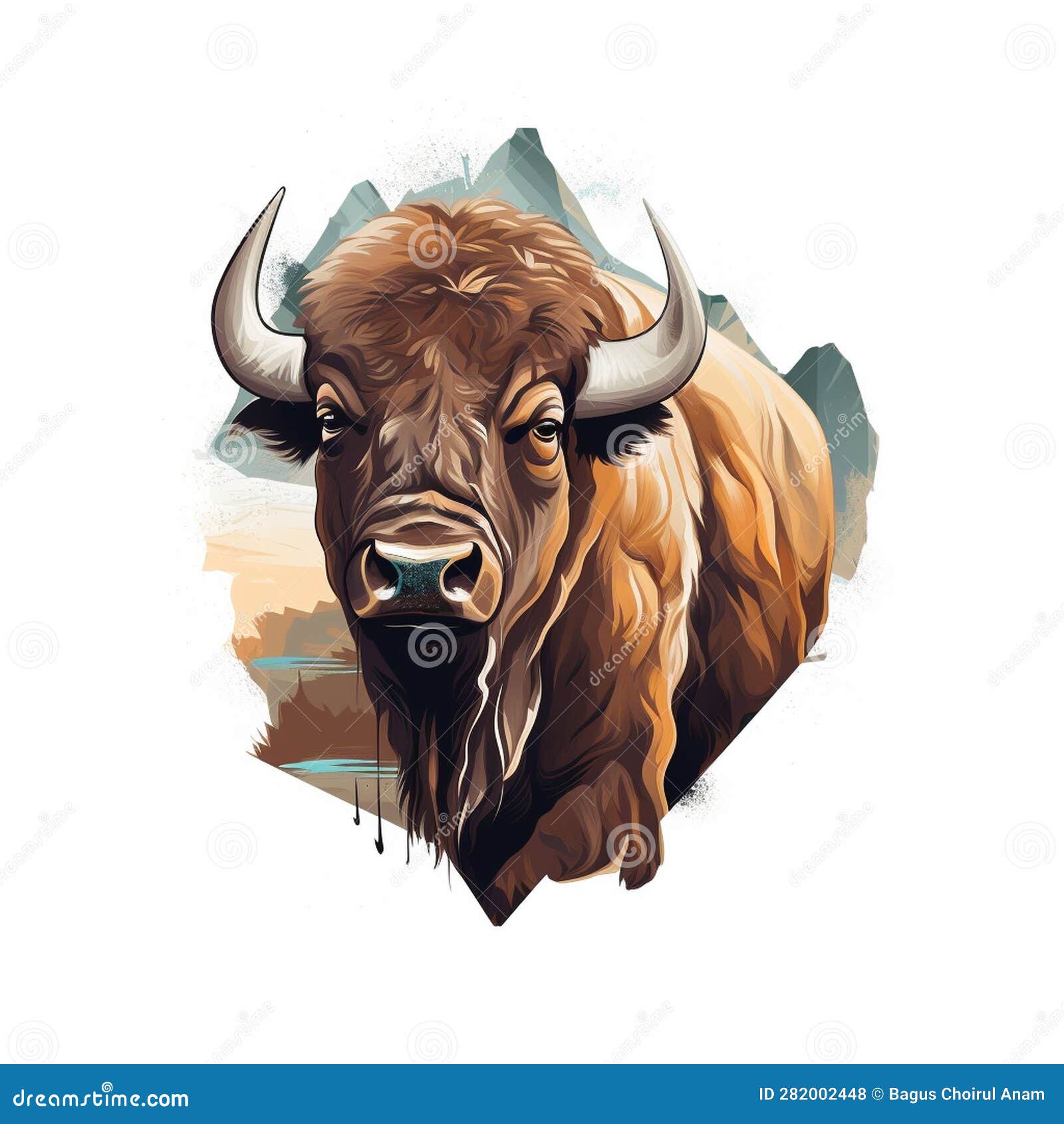 Digital Illustration of Buffalo Logo 2D Stock Illustration ...