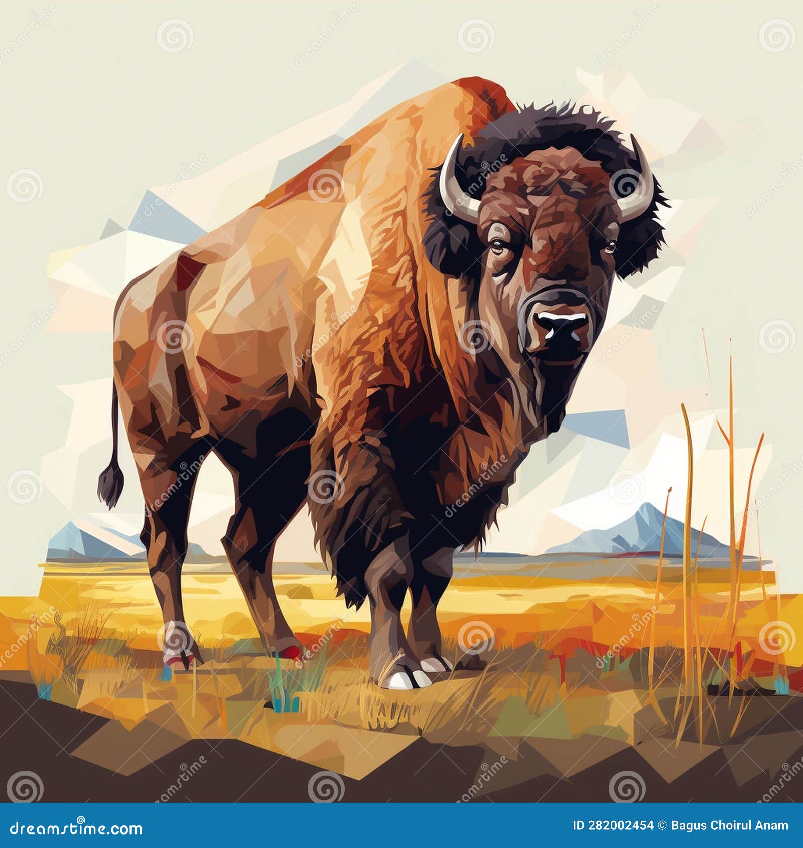 Digital Illustration of Buffalo Logo 2D Stock Illustration ...