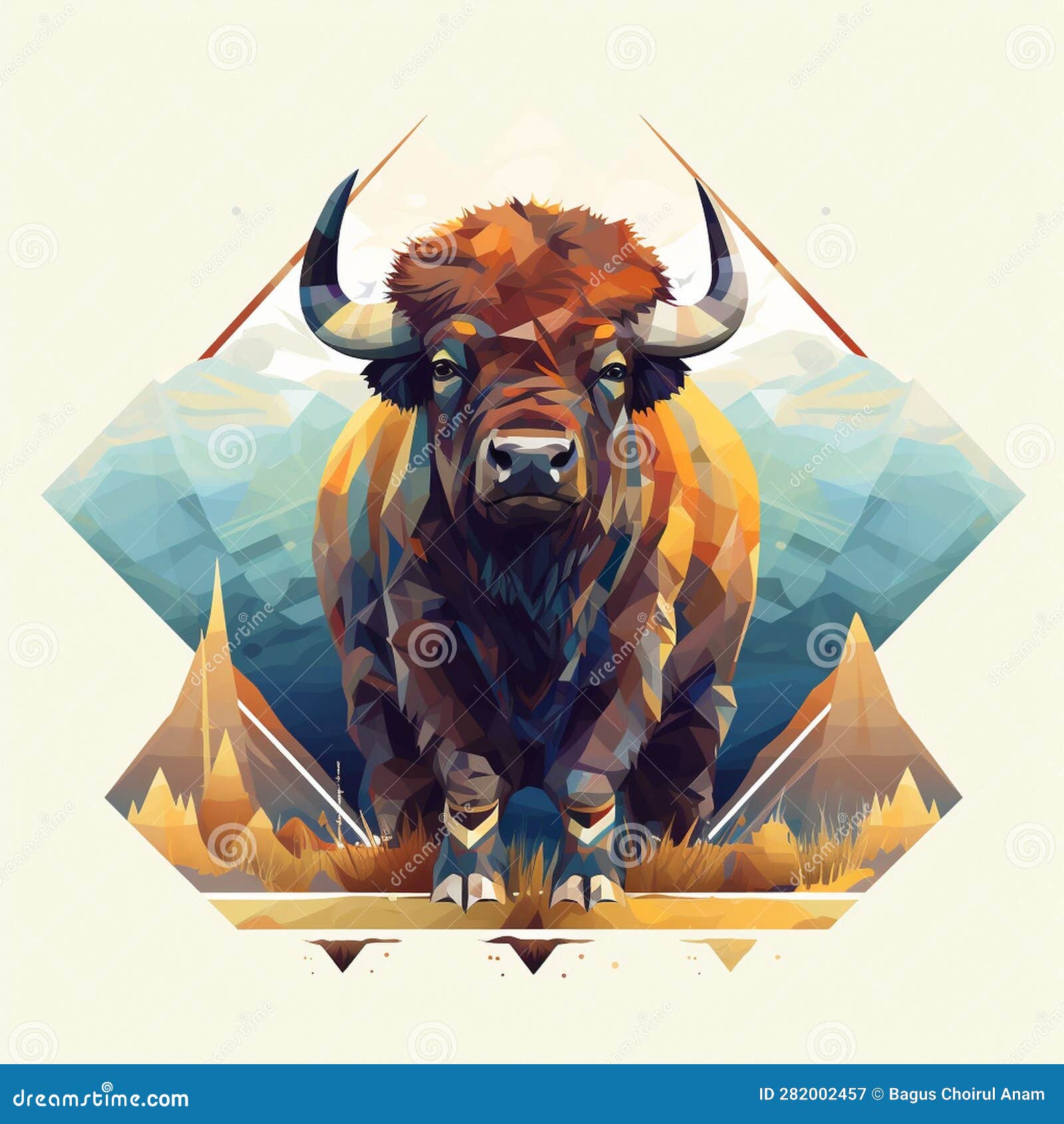 Digital Illustration of Buffalo Logo 2D Stock Illustration ...