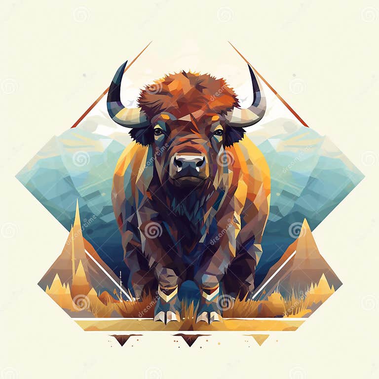 Digital Illustration of Buffalo Logo 2D Stock Illustration ...